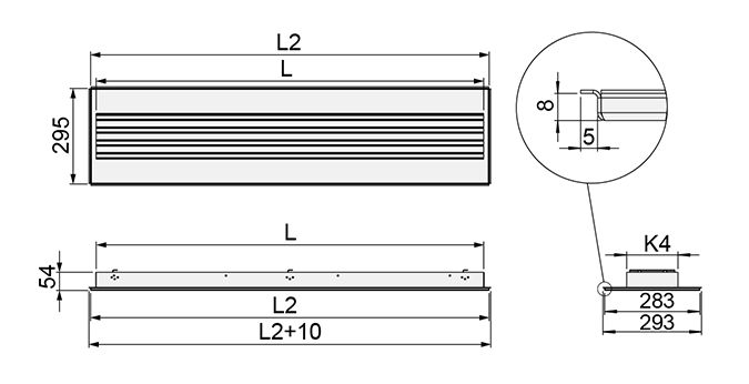 Halton SLL - Linear slot diffuser -, ceiling or wall installation