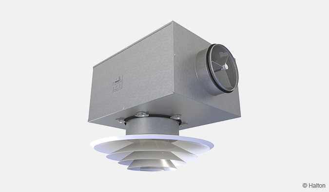 Halton CAR, high space diffuser. For exposed duct work