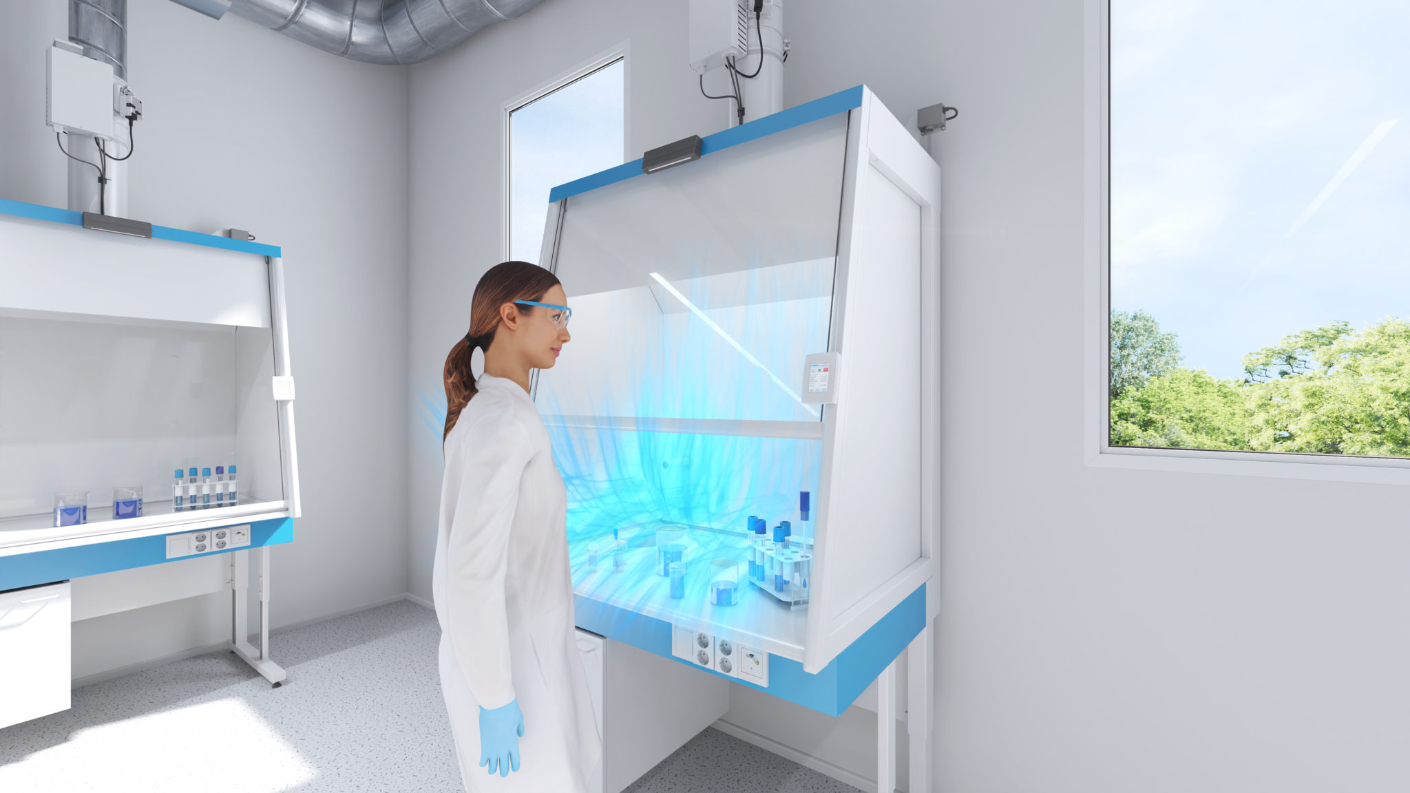 Room pressure control, safe laboratory environments