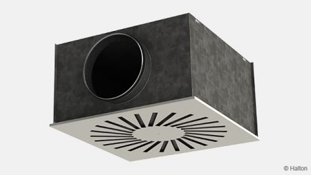 Fancoil swirl diffuser unit. Halton Jaz JTH. For modular or monolith ceilings