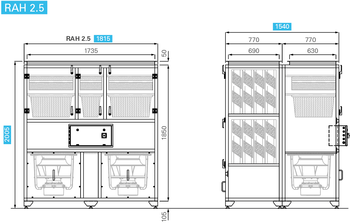 RAH recirculating unit for ductless kitchen hoods - CE | Halton products