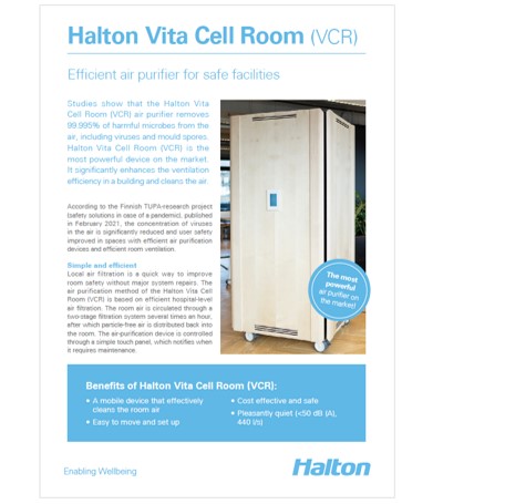Halton Vita Cell Room (VCR) air purifier EN 2021 - Halton