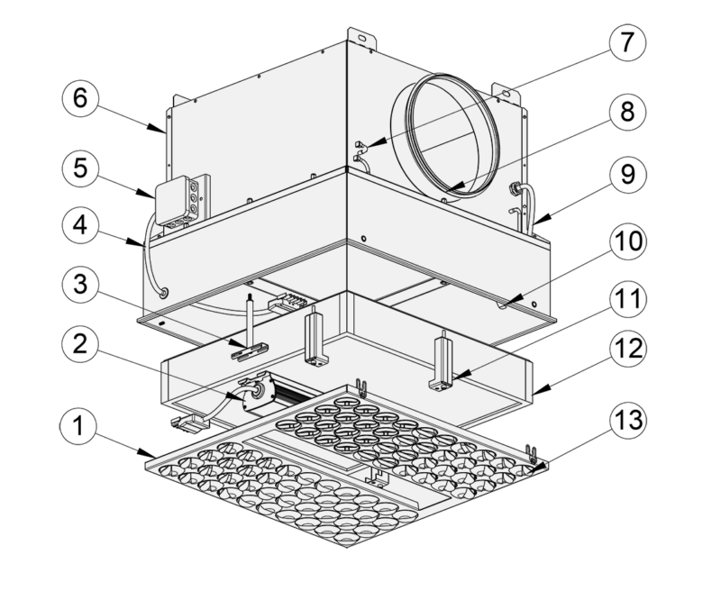 HEPA diffuser. Halton Vita VHT. With foamed polyurethane (PUR) gasket