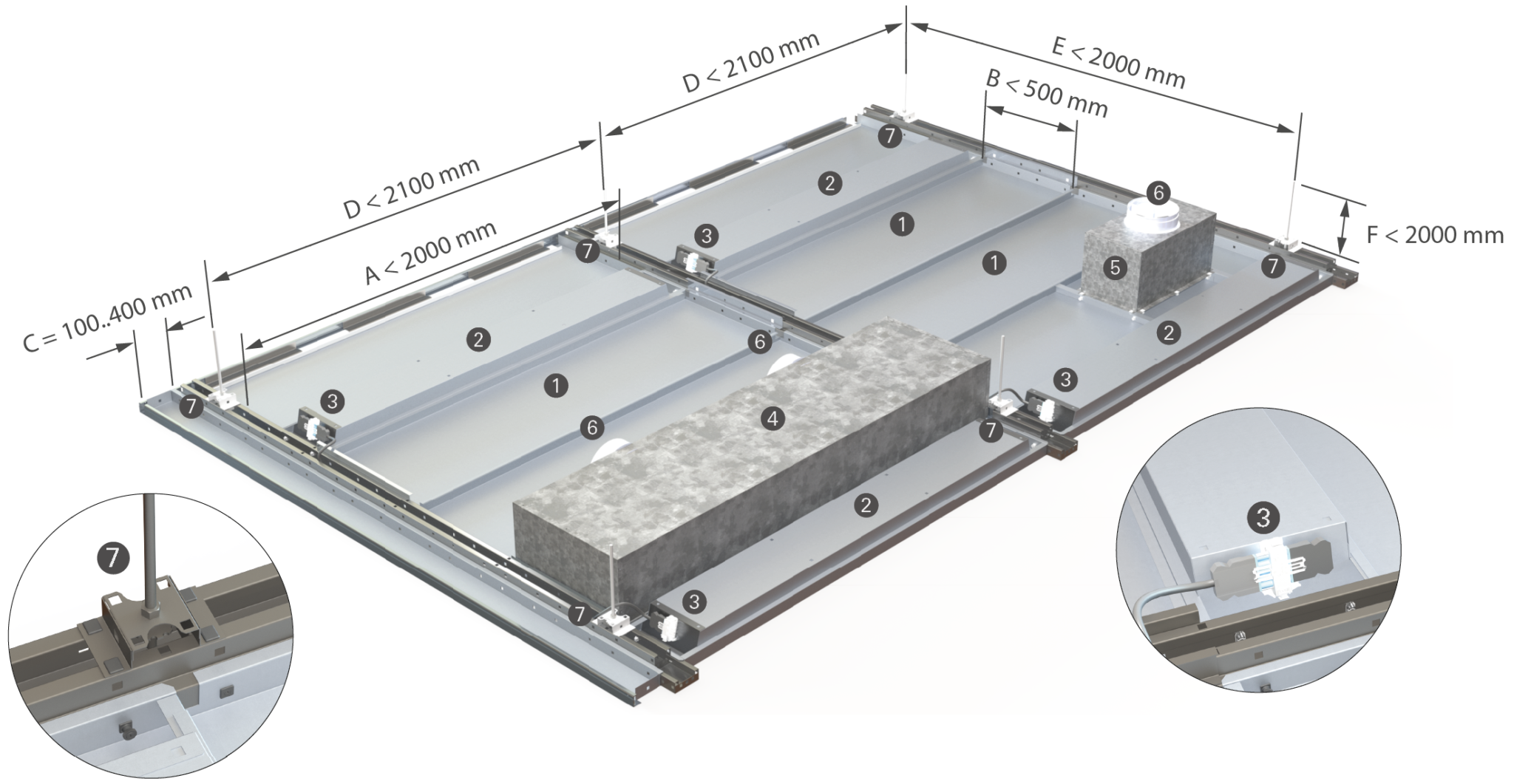 HSC - Design "bandraster" (flat healds) metal ceiling for applications ...